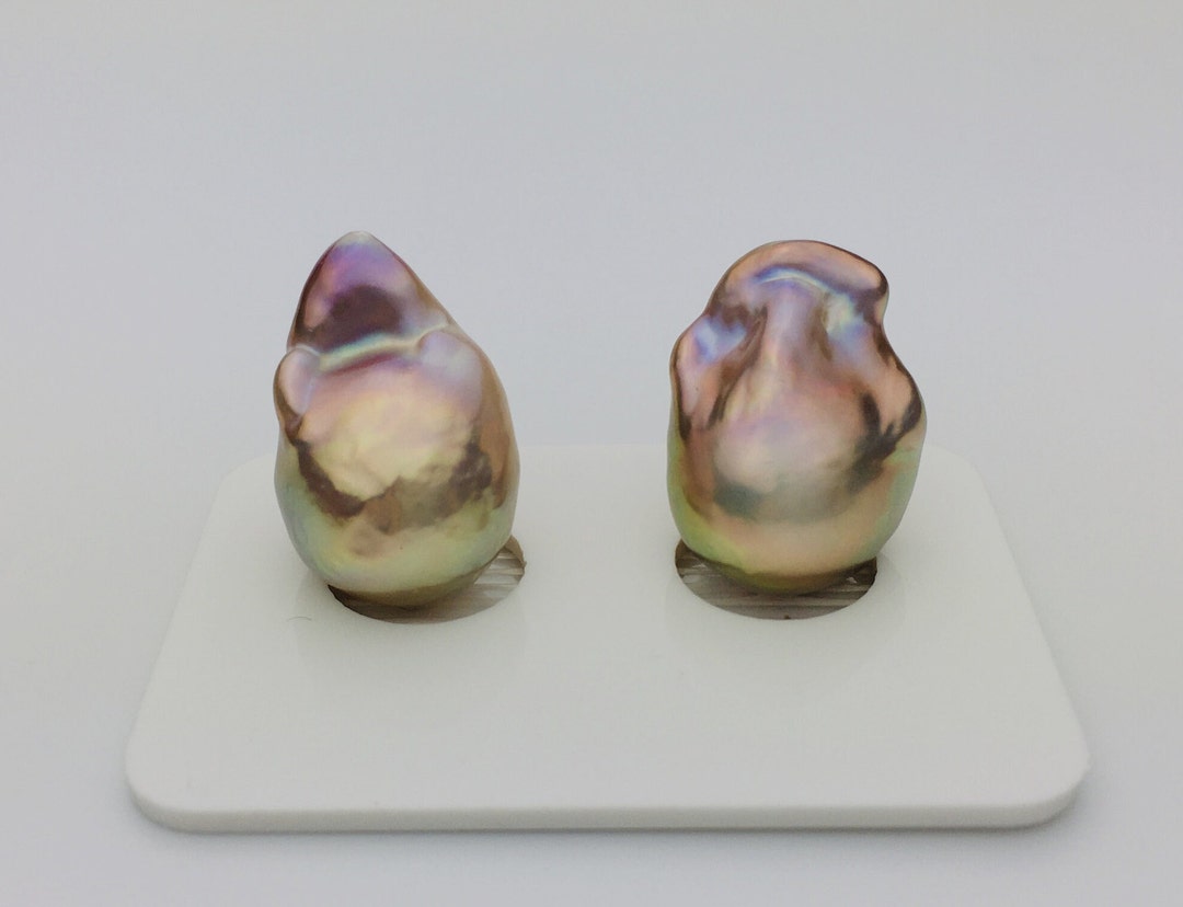 Mirror Luster!14.5-15.5mm Large Metallic Green Metallic Fireball Pearl ...