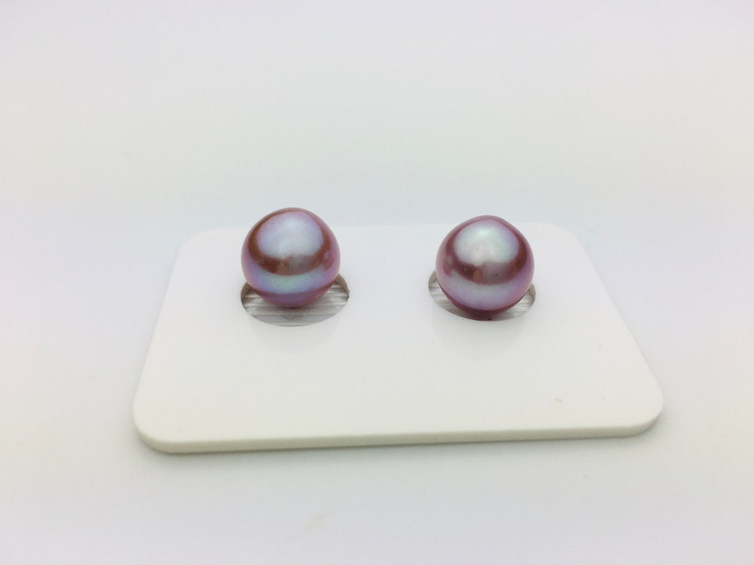 Natural Deep Metallic Purple Edison Pearl Pair,edison Pearl Paired With ...