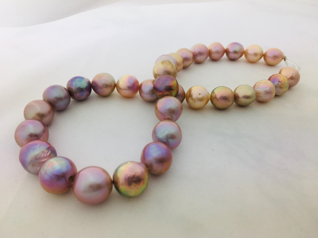 12-14.5mm Natural Large Metallic Kasumi Like Edison Pearl Strand ...