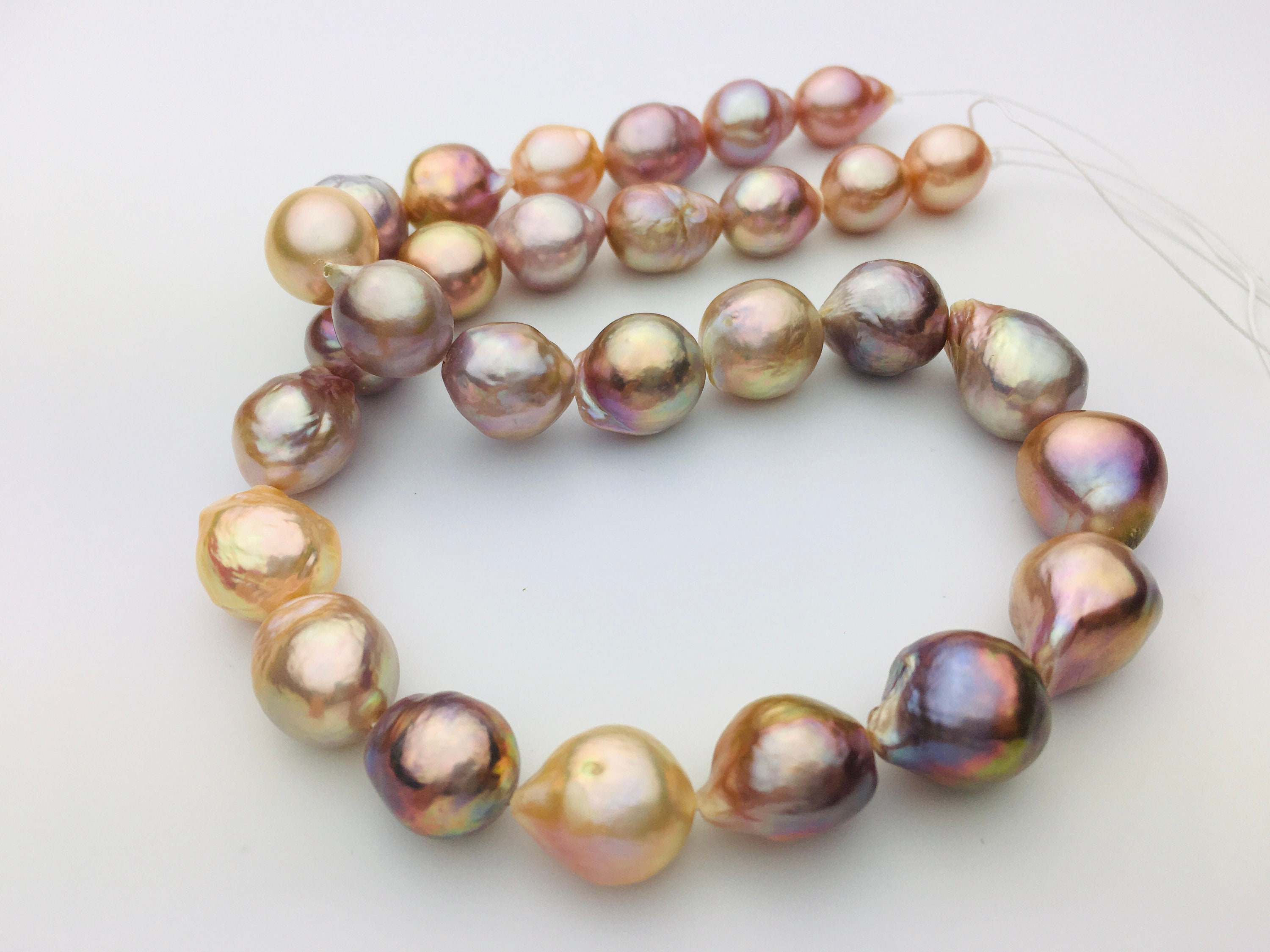 Light Metallic Baroque Loose Pearl Strand,kasumi Like Baroque Pearl ...