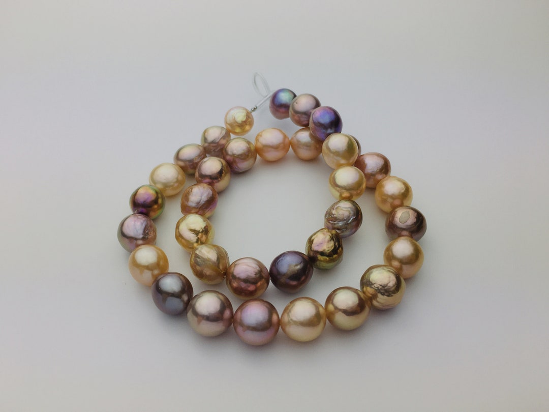 Natural Deep Metallic Edison Pearl Strand With Rainbow Color,ripple ...