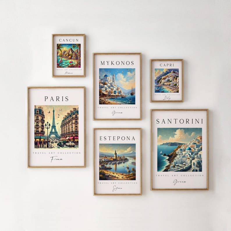 Travel Poster, Travel Gallery Set, Custom Travel Decor, Personalised ...
