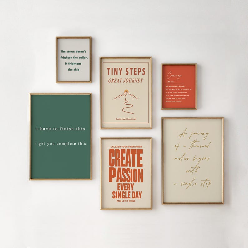 Set of 10 Motivational Wall Art Prints, Home Office Gallery Wall Bundle ...