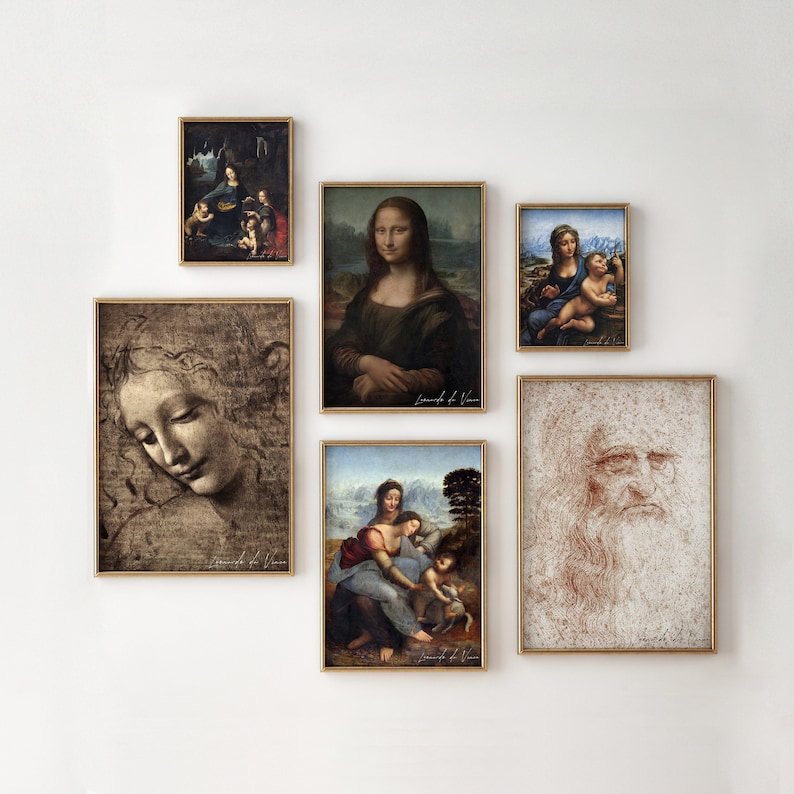 Set of 6 Prints Leonardo Da Vinci ,mona Lisa,exhibition Print, Gallery ...