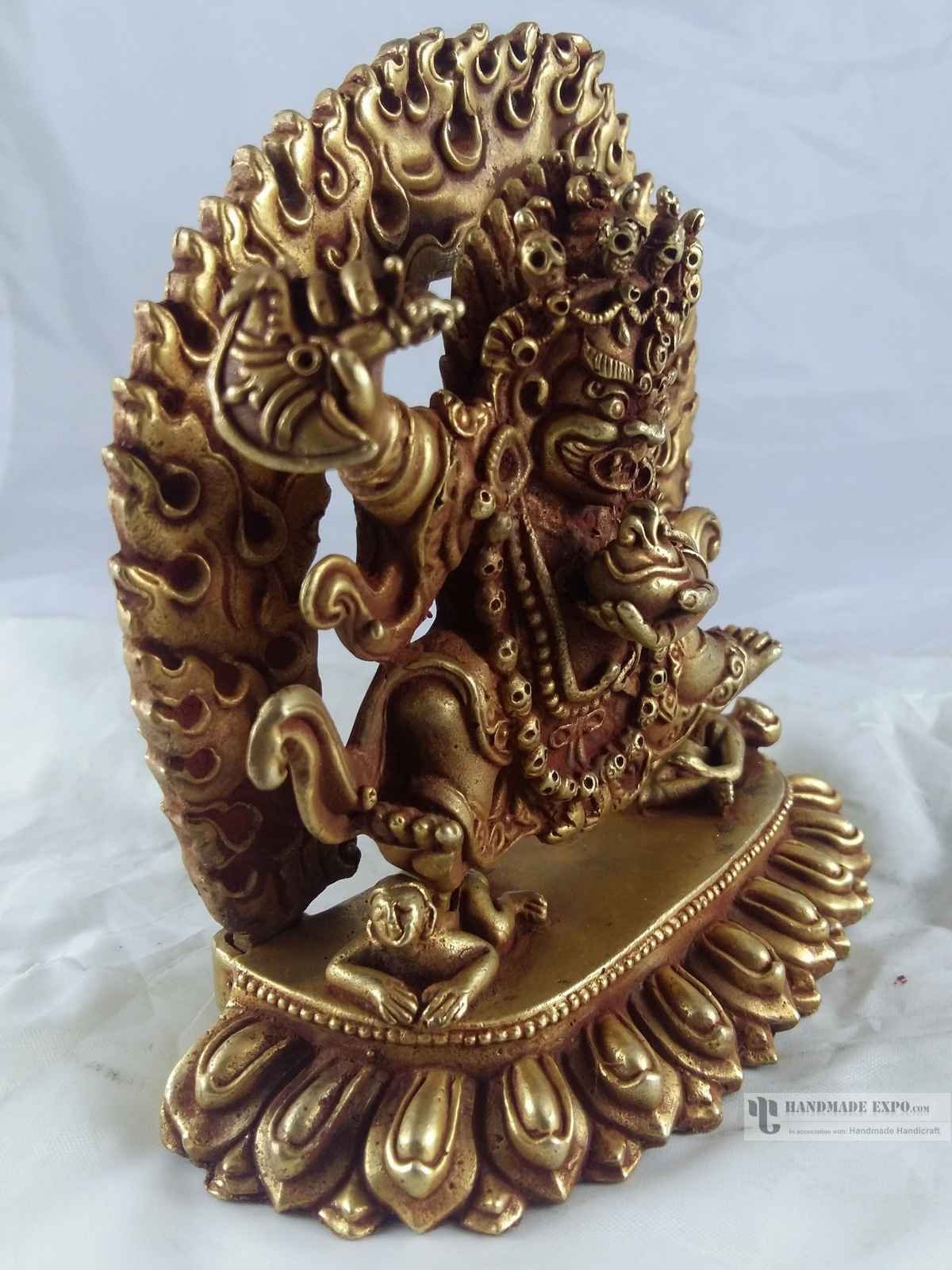 5 Inch, Statue of Kaju Mahakala of the Black Cloak, Full Gold Plated ...