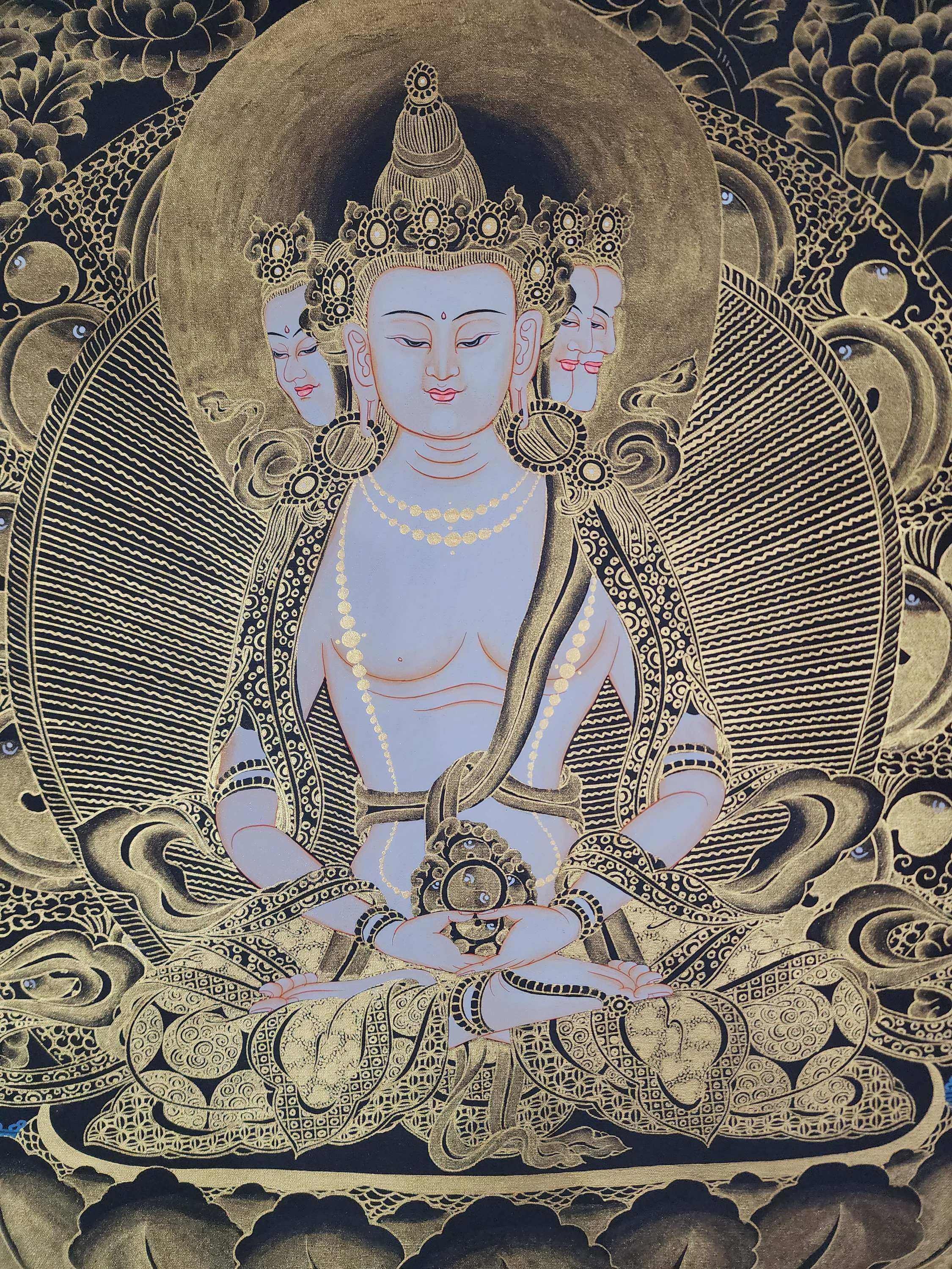 24 Inch, Maha Virochana Thangka Painting, Karma Gadri Art, Handmade ...