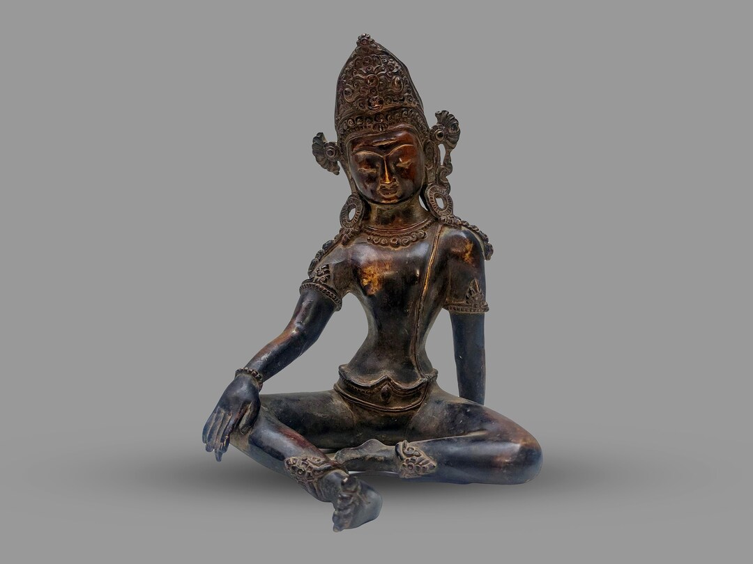 10" Copper Statue, Nepali Handmade Statue of Indra, God of Rain, Lord ...