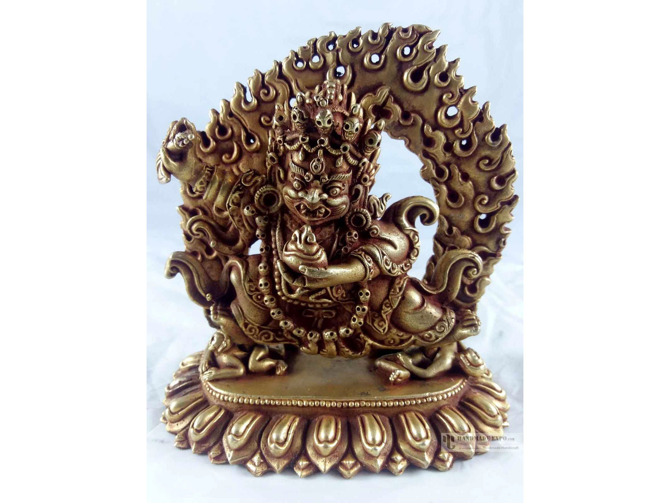 5 Inch, Statue of Kaju Mahakala of the Black Cloak, Full Gold Plated ...