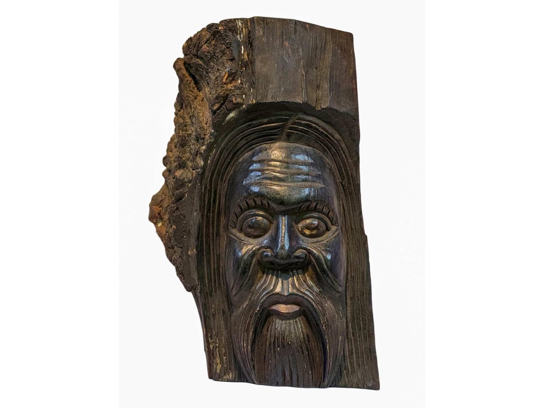 13-inch Baba Mask, Handmade Wooden Mask, Wall Hanging, Painted, Poplar ...