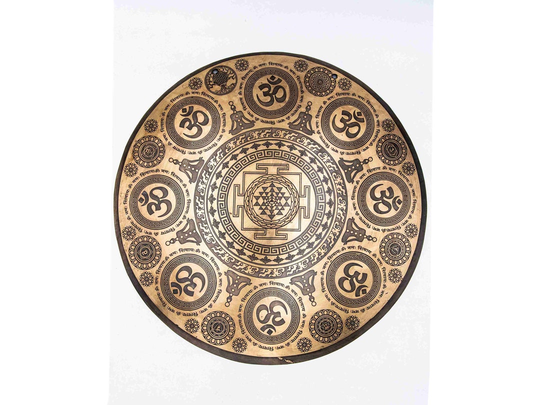 24 Inch, Tibetan Handmade Gongs With Mandala Design, Hindu Om, Wind ...