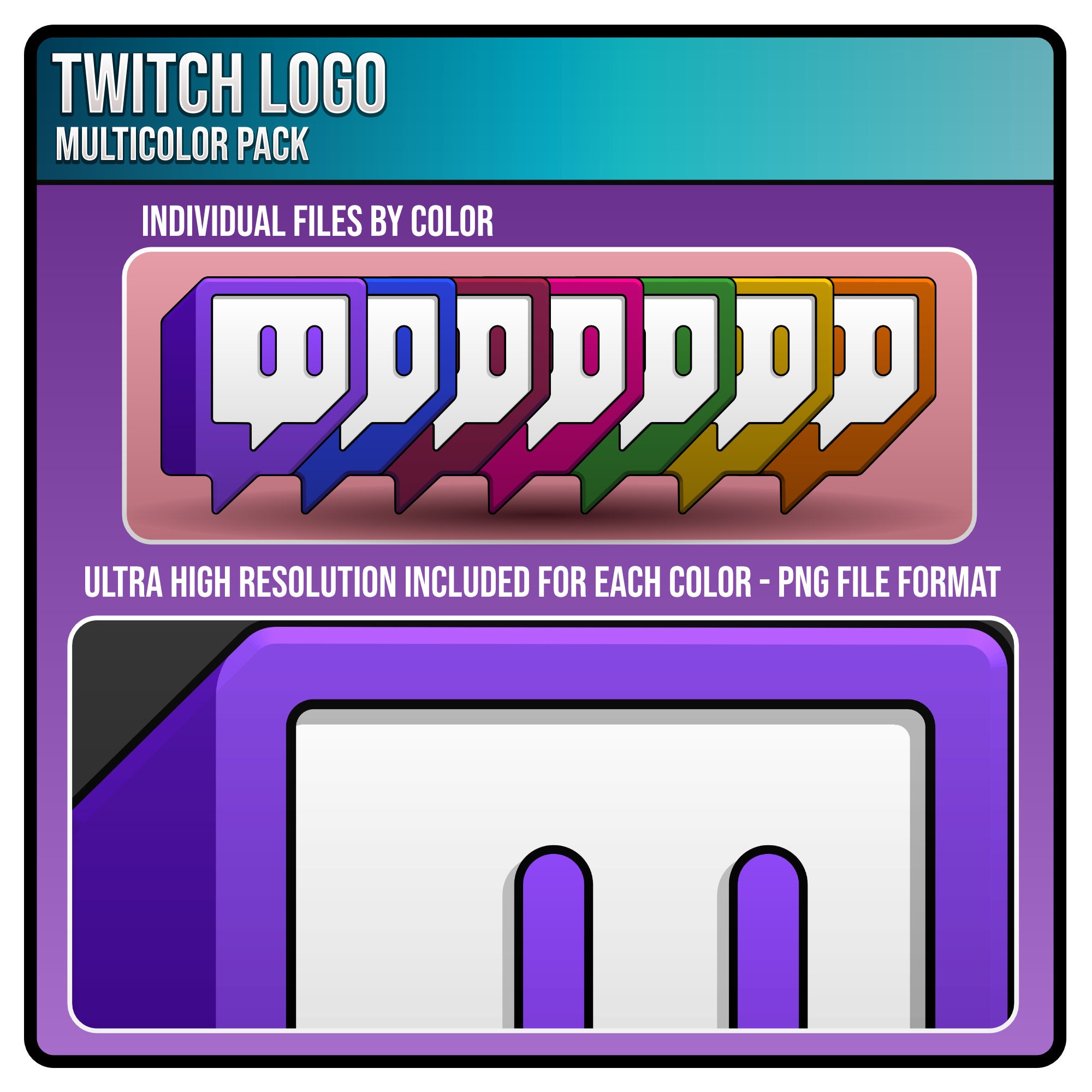 Twitch Logo Multicolor Overlay - Etsy