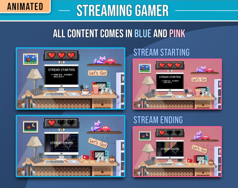 Streaming Gamer Animated Twitch Pack | Streamer Package | Overlay ...