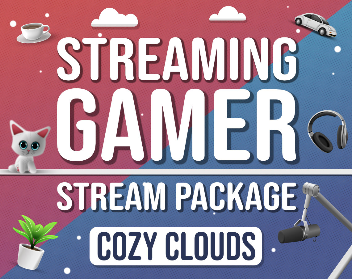 Streaming Gamer Animated Twitch Pack | Cozy Clouds | Streamer Package ...