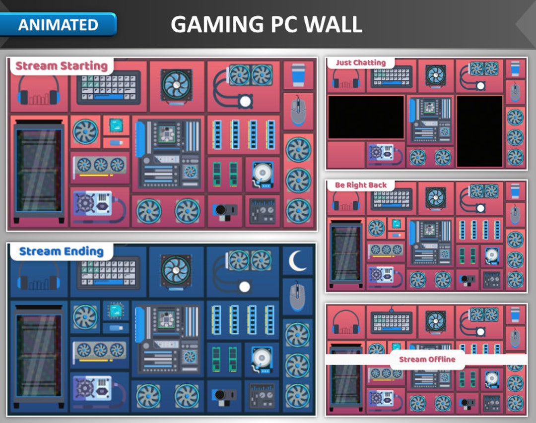 Gaming PC Wall Animated Twitch Pack | Streamer Package | Overlay ...
