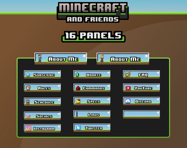 Twitch Stream Package Minecraft and Friends / Overlay / Scenes ...