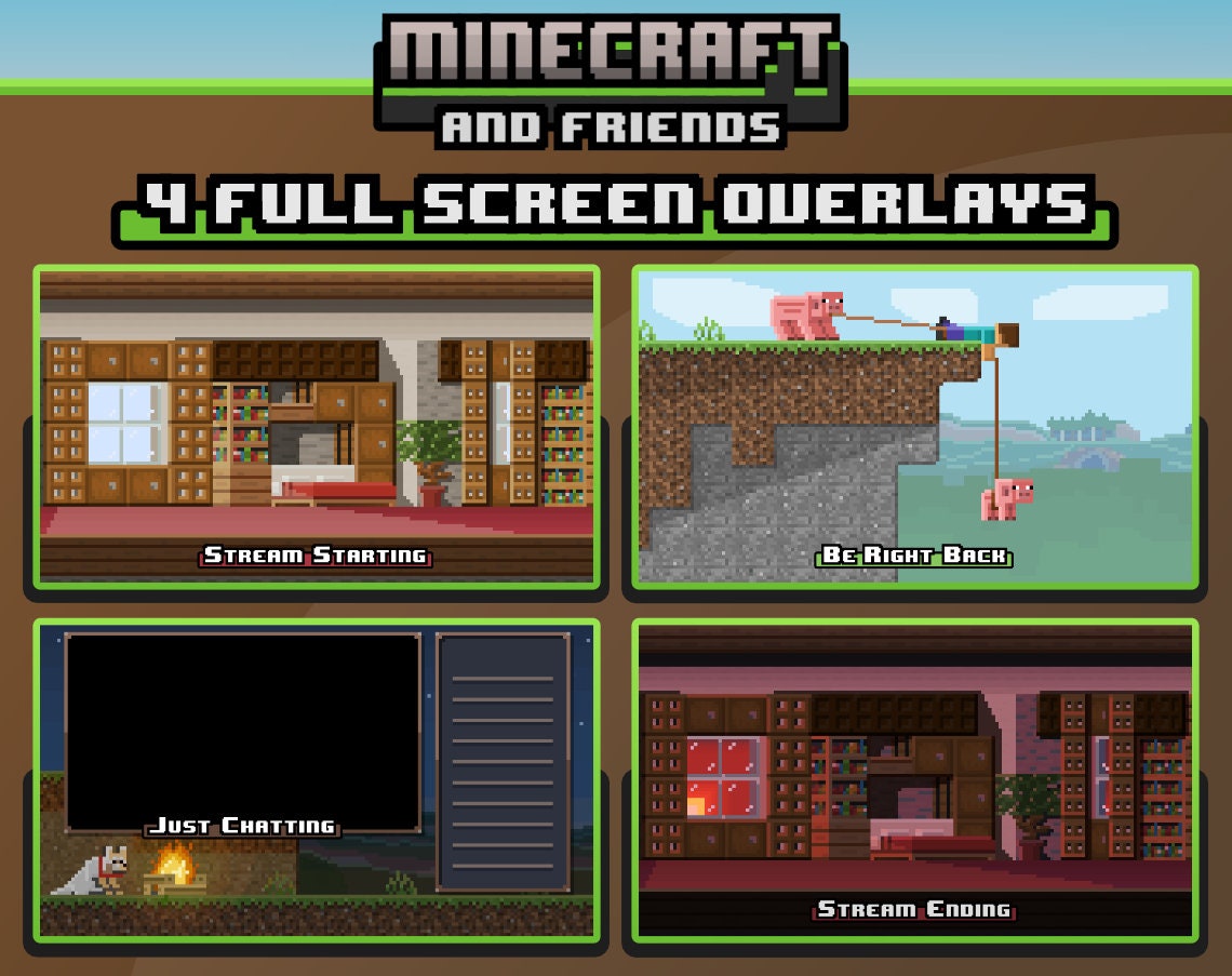Twitch Stream Package - Minecraft and Friends / Overlay / Scenes ...