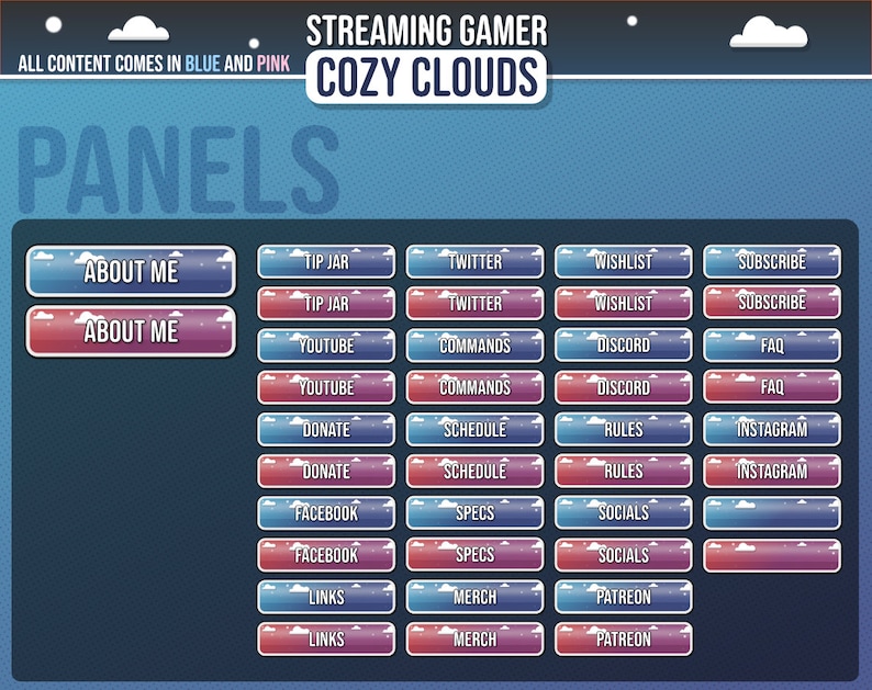Streaming Gamer Animated Twitch Pack | Cozy Clouds | Streamer Package ...