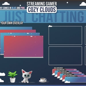 Streaming Gamer Animated Twitch Pack | Cozy Clouds | Streamer Package ...
