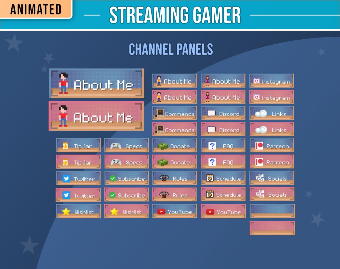 Streaming Gamer Animated Twitch Pack | Streamer Package | Overlay ...