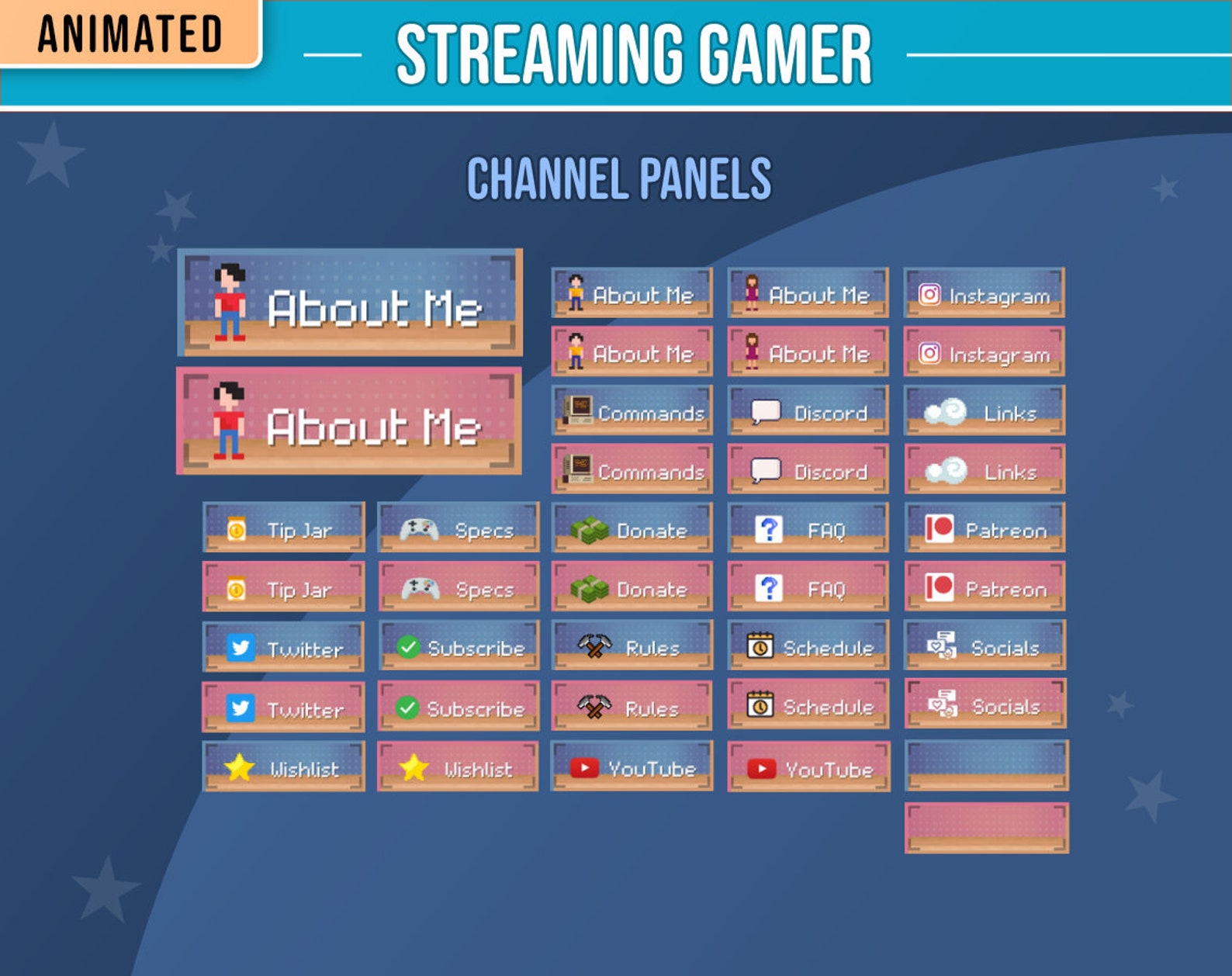 Streaming Gamer Animated Twitch Pack | Streamer Package | Overlay ...