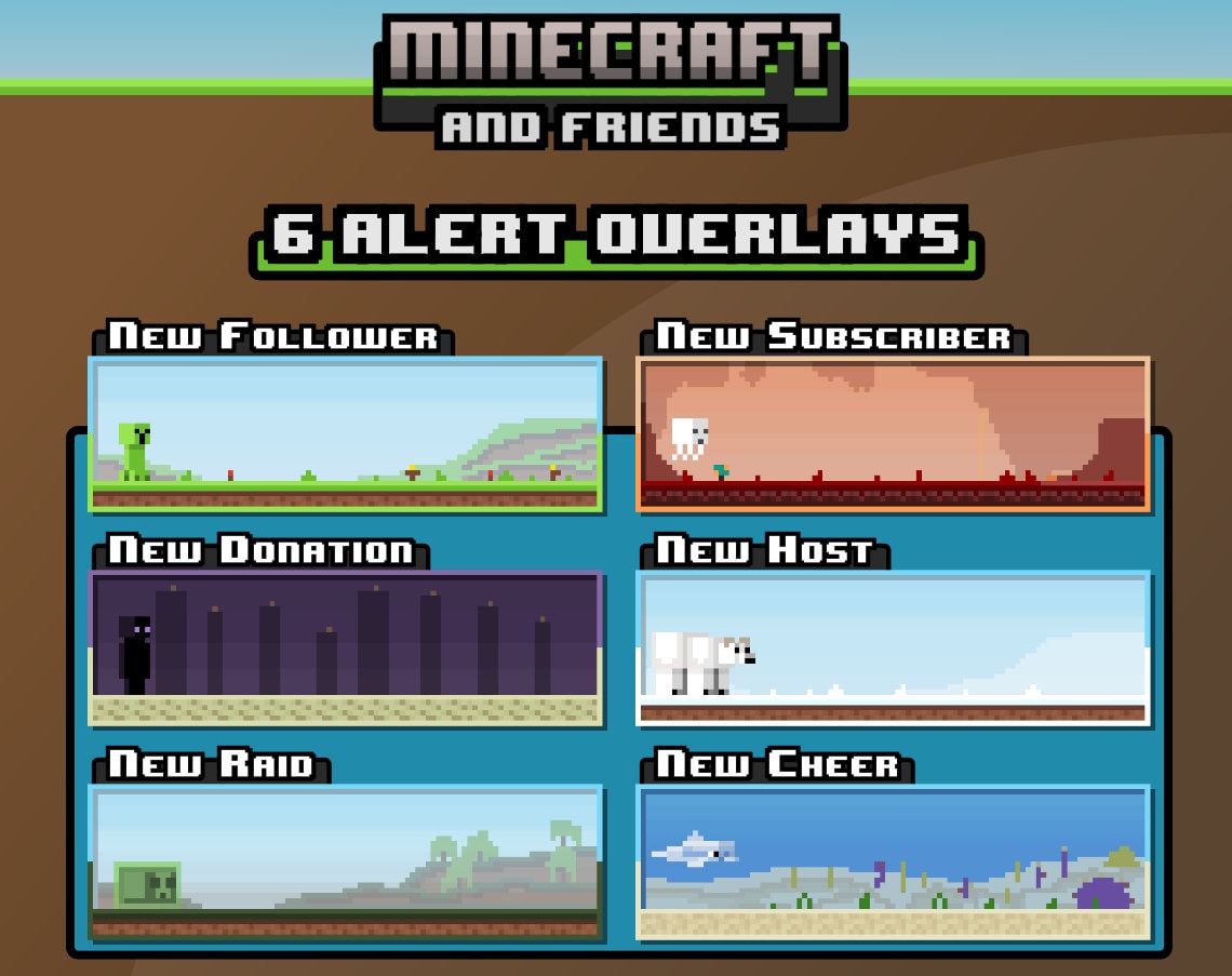 Twitch Stream Package Minecraft and Friends / Overlay / Scenes ...