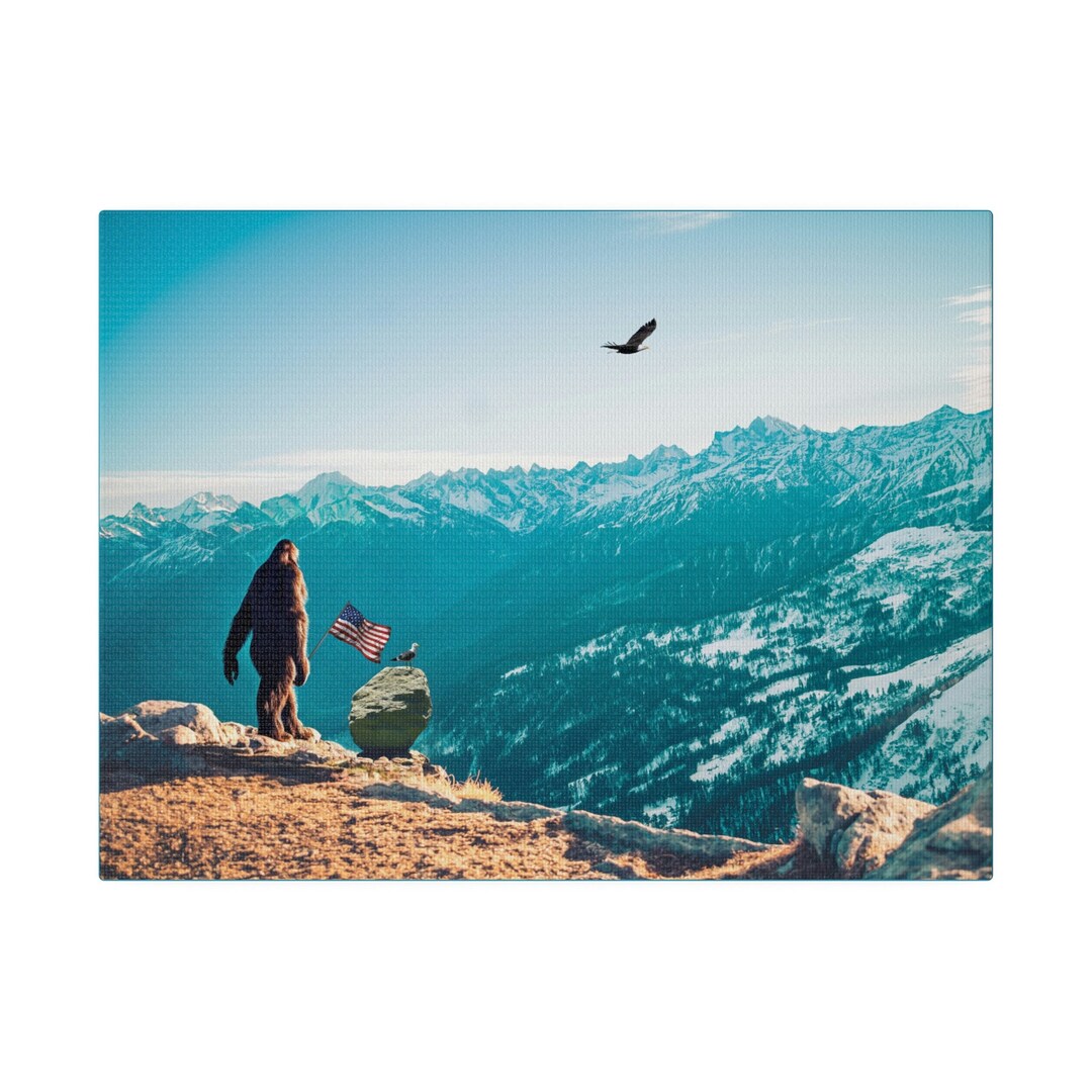 Bigfoot, Sasquatch, Yeti, Bigfoot on Mountain, Cryptid Art, Stretched ...