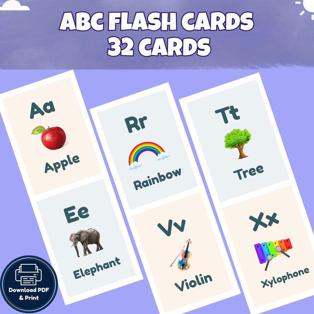Alphabet Flashcards: A-Z Printable ABC Montessori Cards (digital ...