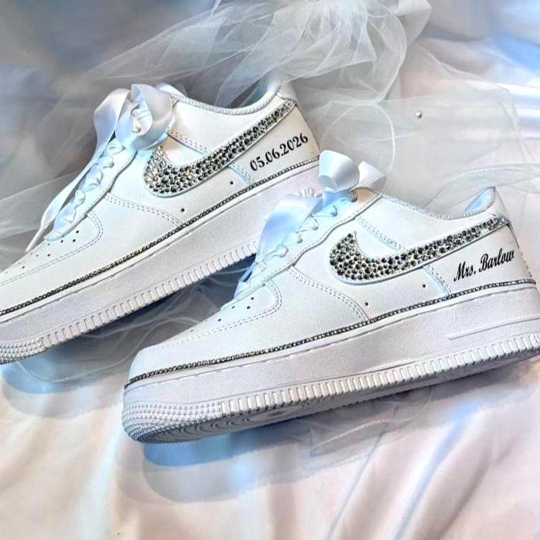 Personalized Bride Silver Rhinestones Sneakers - Wedding Sneakers for ...