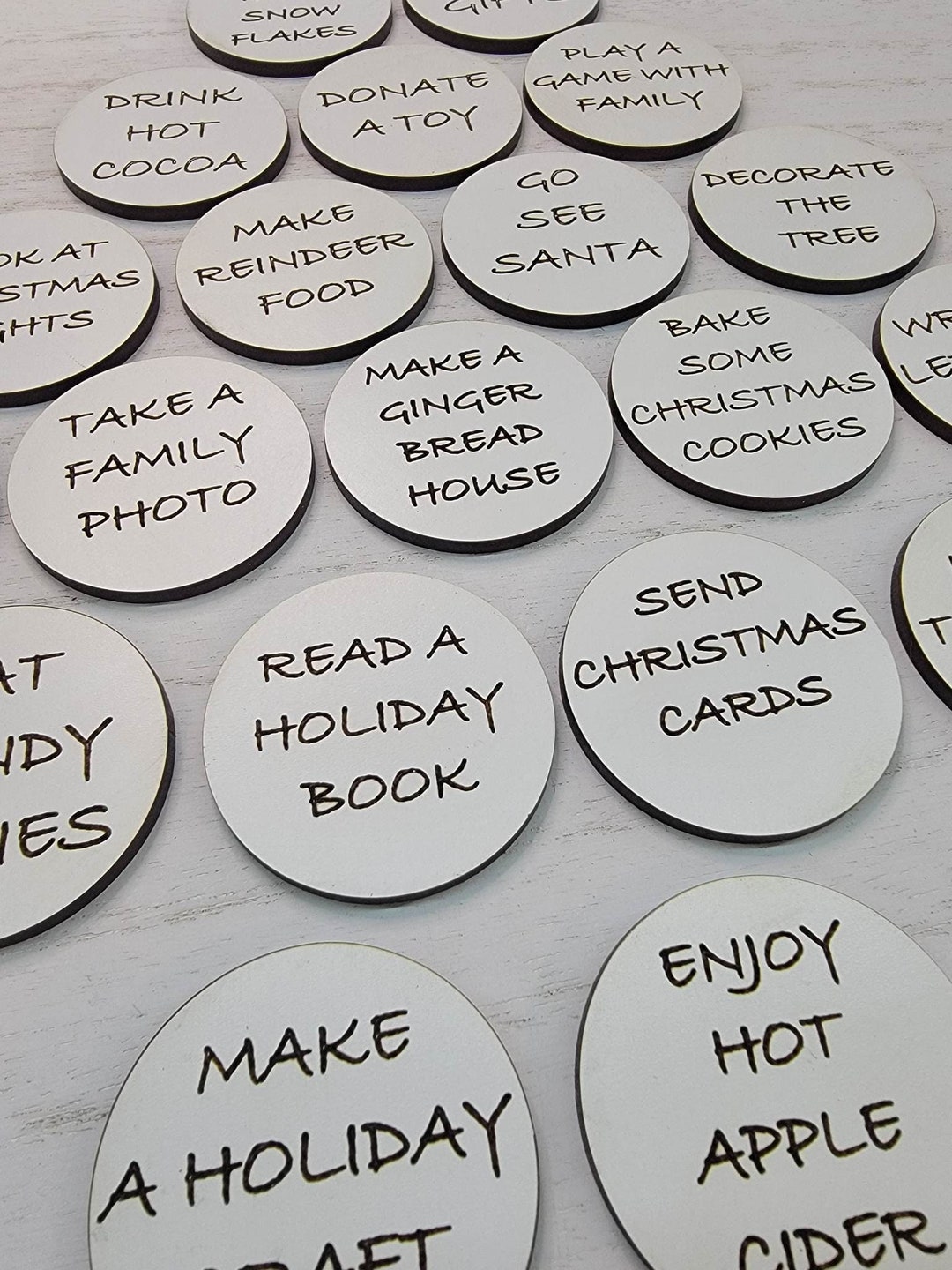 20 Christmas Advent Tokens, Advent Calendar, Christmas Countdown ...
