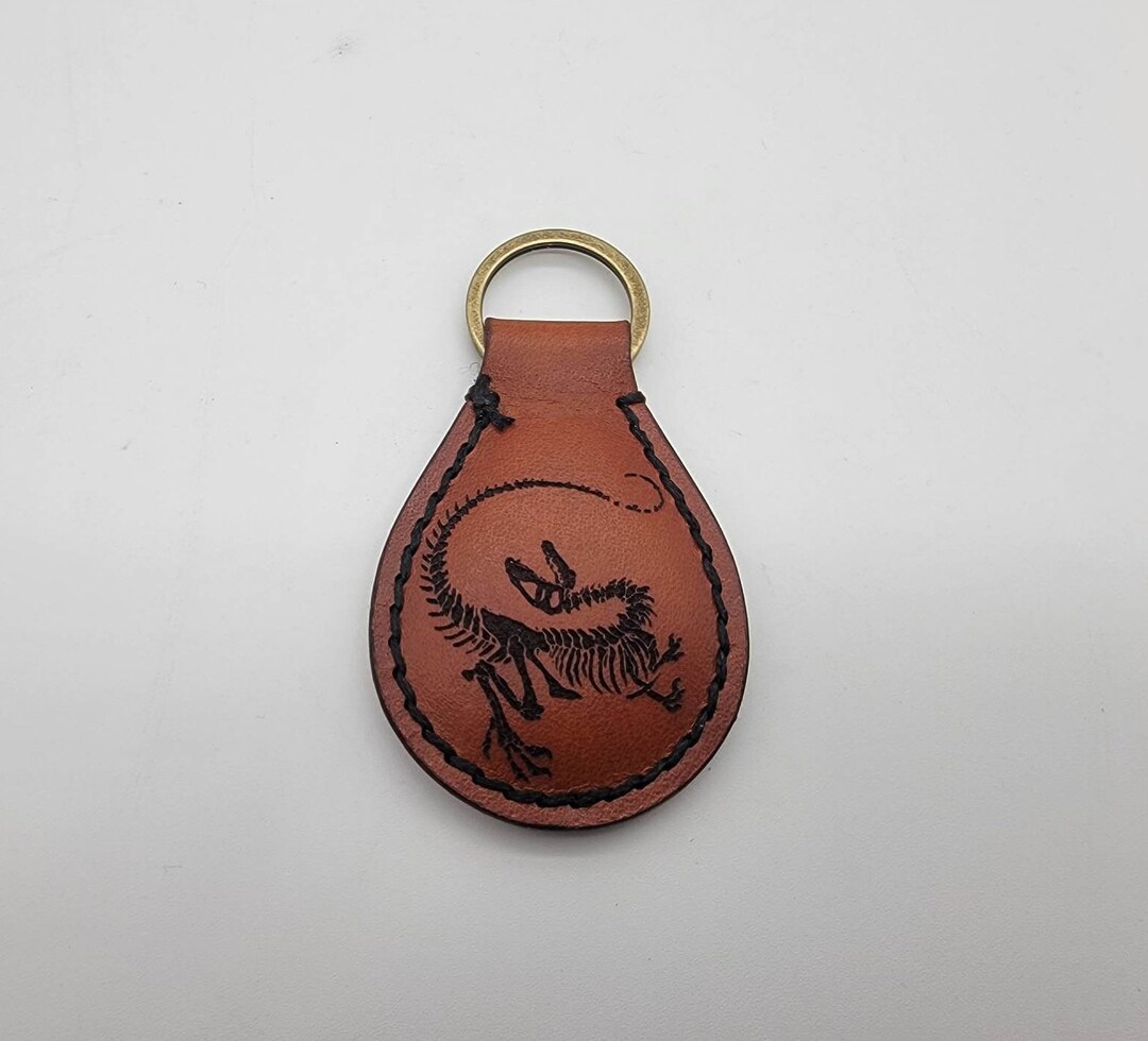 Raptor Leather Keychain - Jurassic Park - Etsy