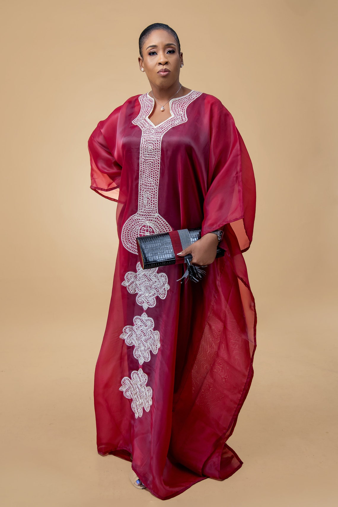 T.A.B Embroidered Organdy Agbada Red - Etsy