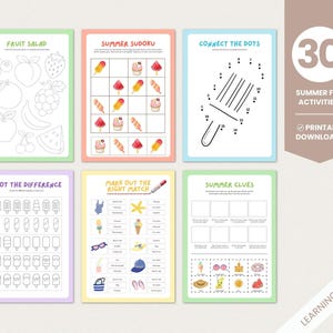 Summer Activity Set for Kindergarten, Early School Grades. Worksheets ...