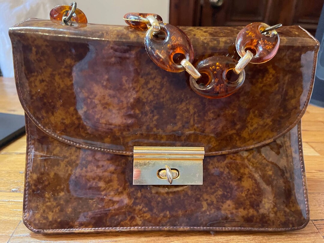 Vintage Tortoise Shell Pattern Resin/metal Chain Handbag Stunning and ...