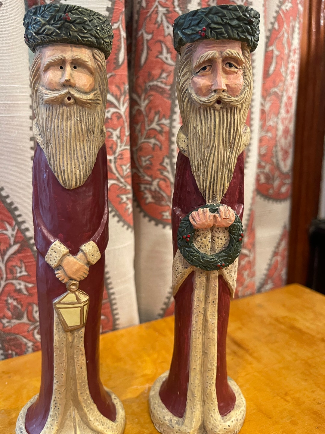 Vintage Pair Santa Taper Candle Holders 8.75 Tall Carved - Etsy