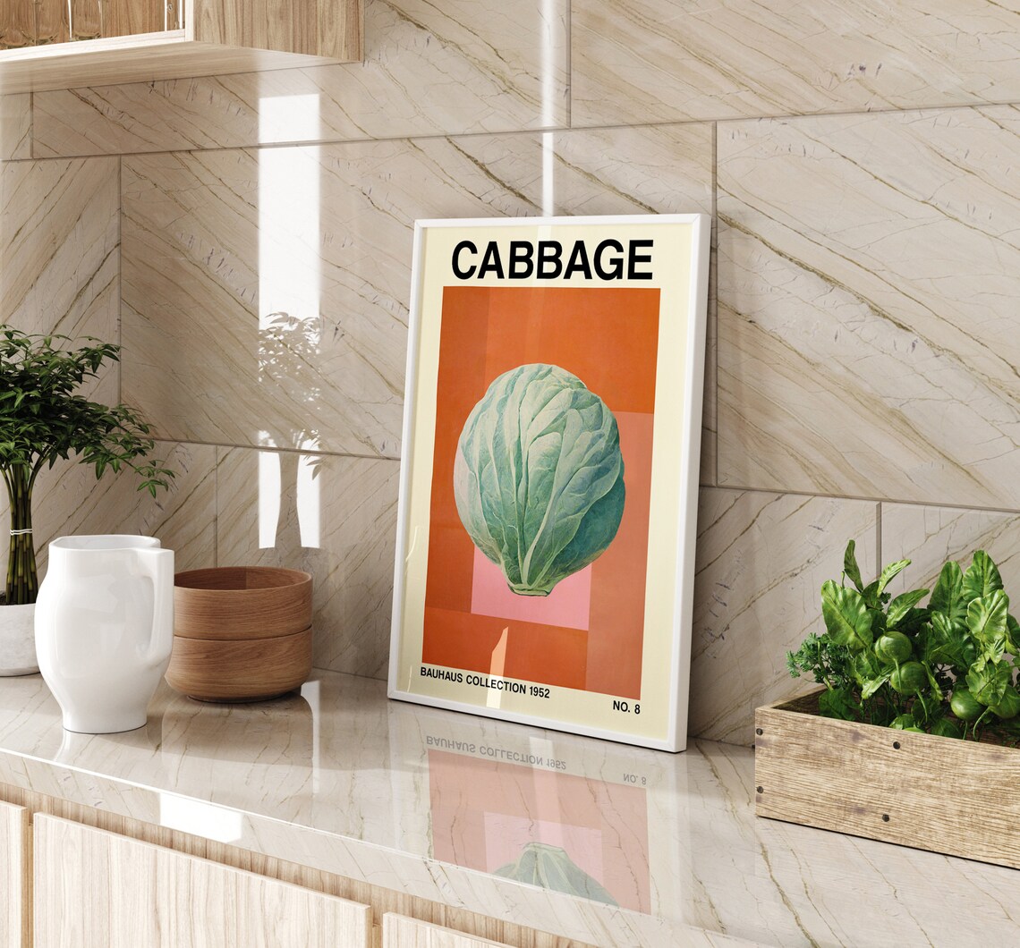 Retro Cabbage Vegetable Print Printable Botanical Art - Etsy