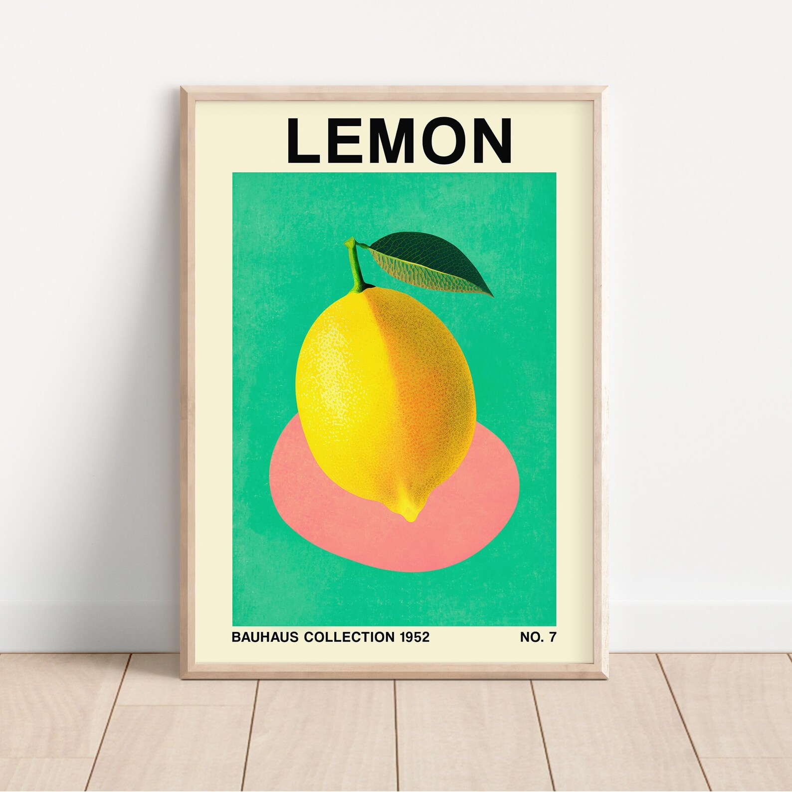 Minimalist Lemon Fruit Poster, Retro Printable, Bauhaus-inspired, Mid ...
