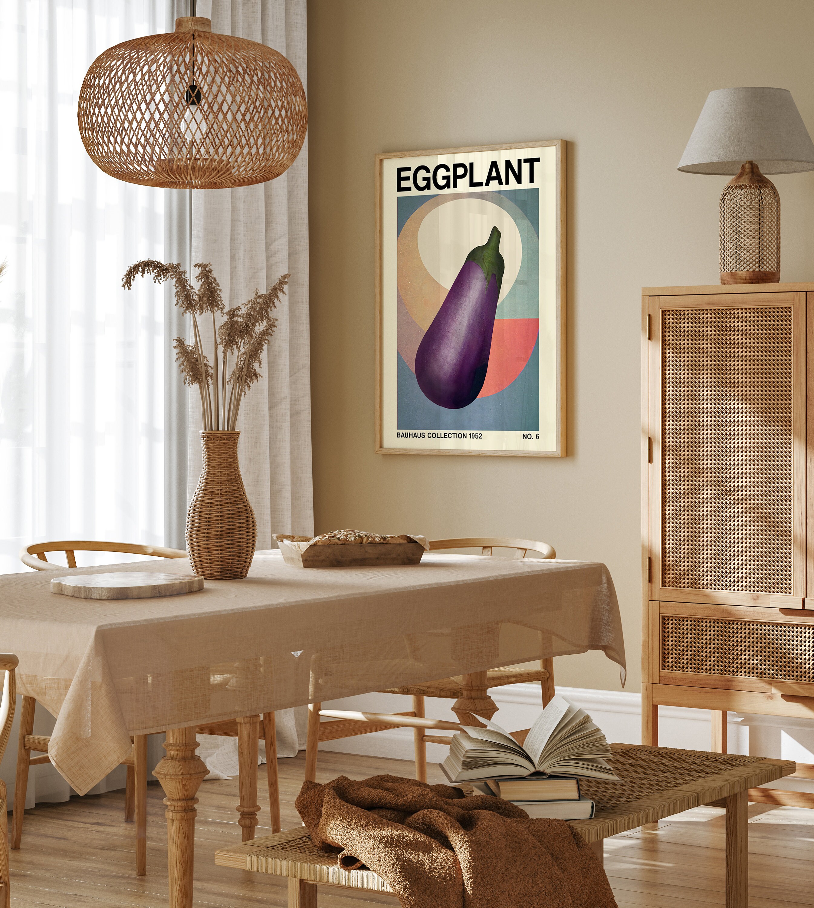 Retro Eggplant Poster Kitchen Printable Bauhaus-inspired - Etsy