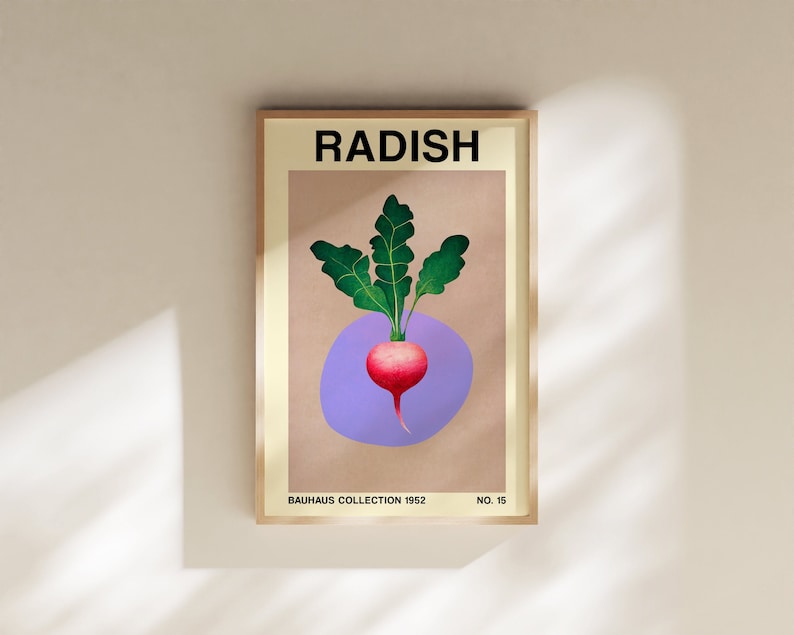 Radish Vegetable Print, Printable Bauhaus-inspired Botanical Art ...