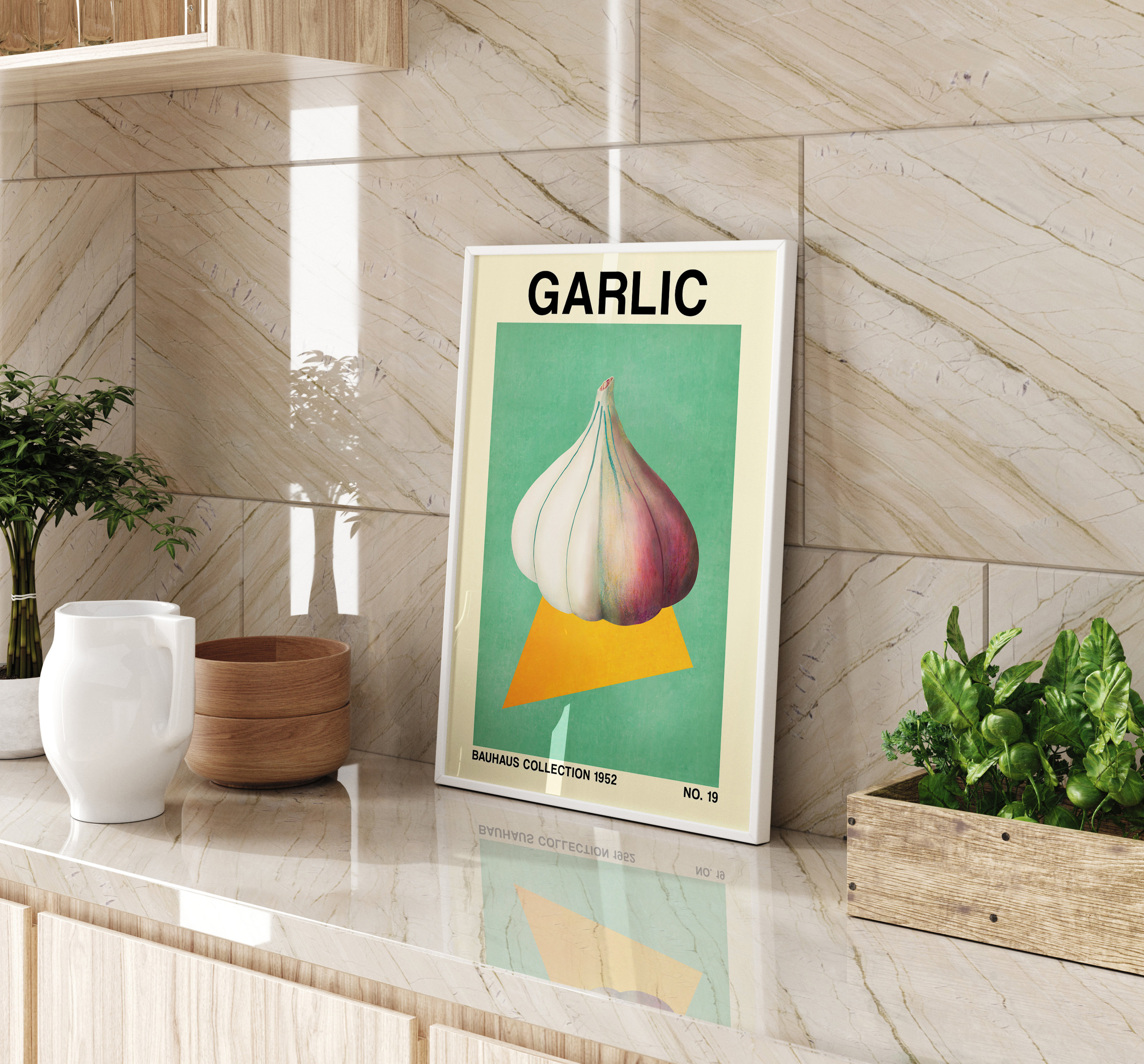 2 Retro Garlic / Onion Vegetable Art Posters, Bauhaus Inspired Set of 2 ...