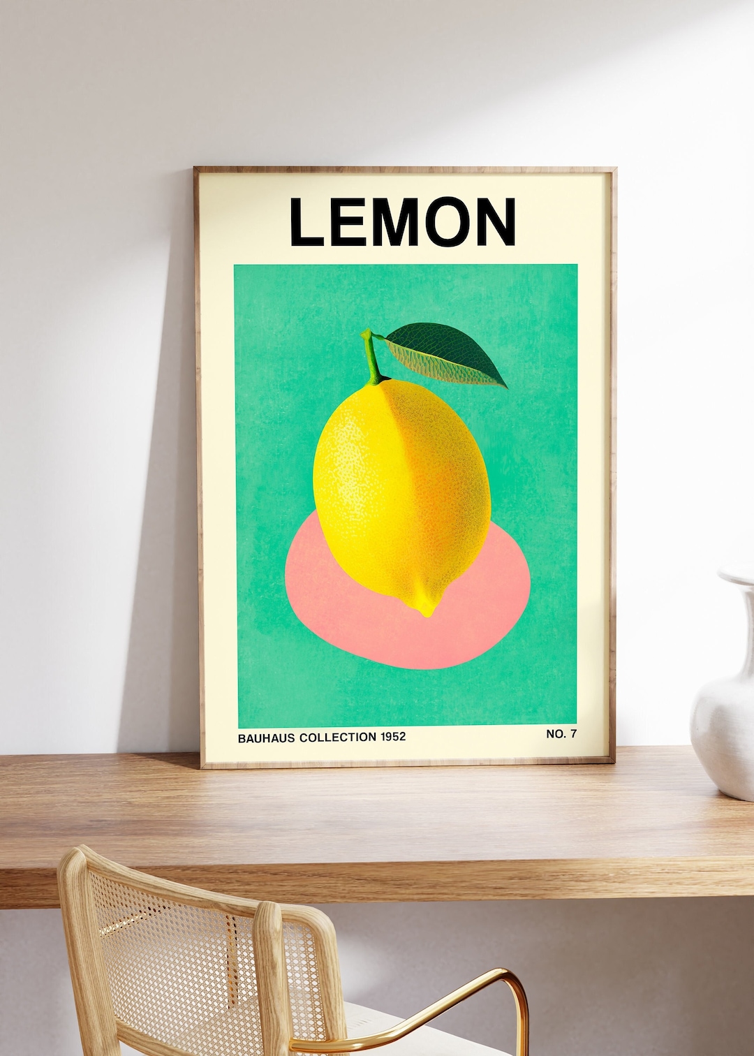Minimalist Lemon Fruit Poster, Retro Printable, Bauhaus-inspired, Mid ...