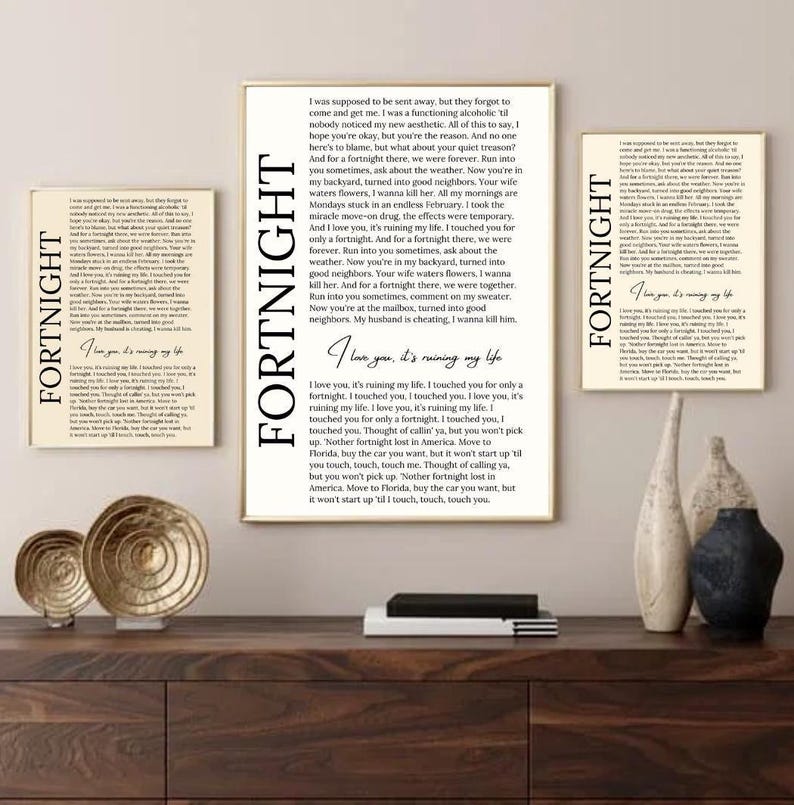 Taylor Swift fortnight Digital Lyric Print Bundle 2:3 Printable the ...