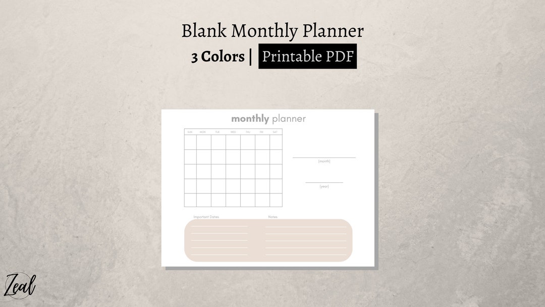 Blank Monthly Planner Blank Monthly Template Printable - Etsy