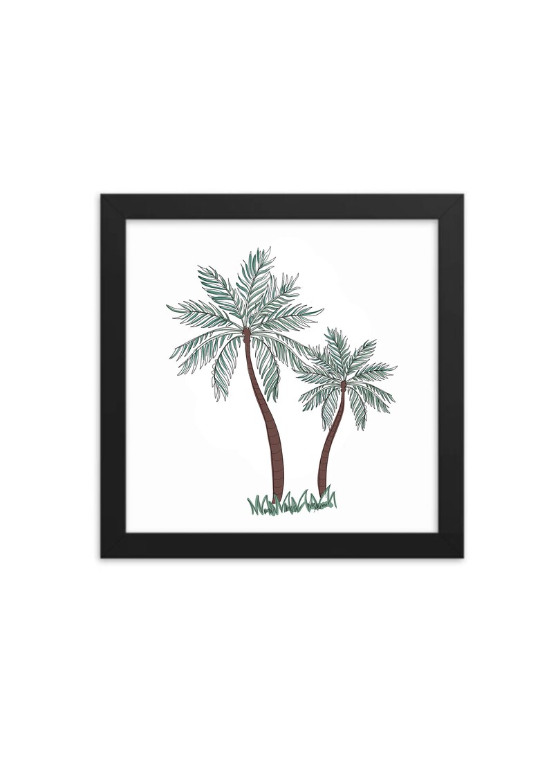 Palm Tree, Fine Line Art, Partially Coloured, Palm Tree PNG, Digital ...