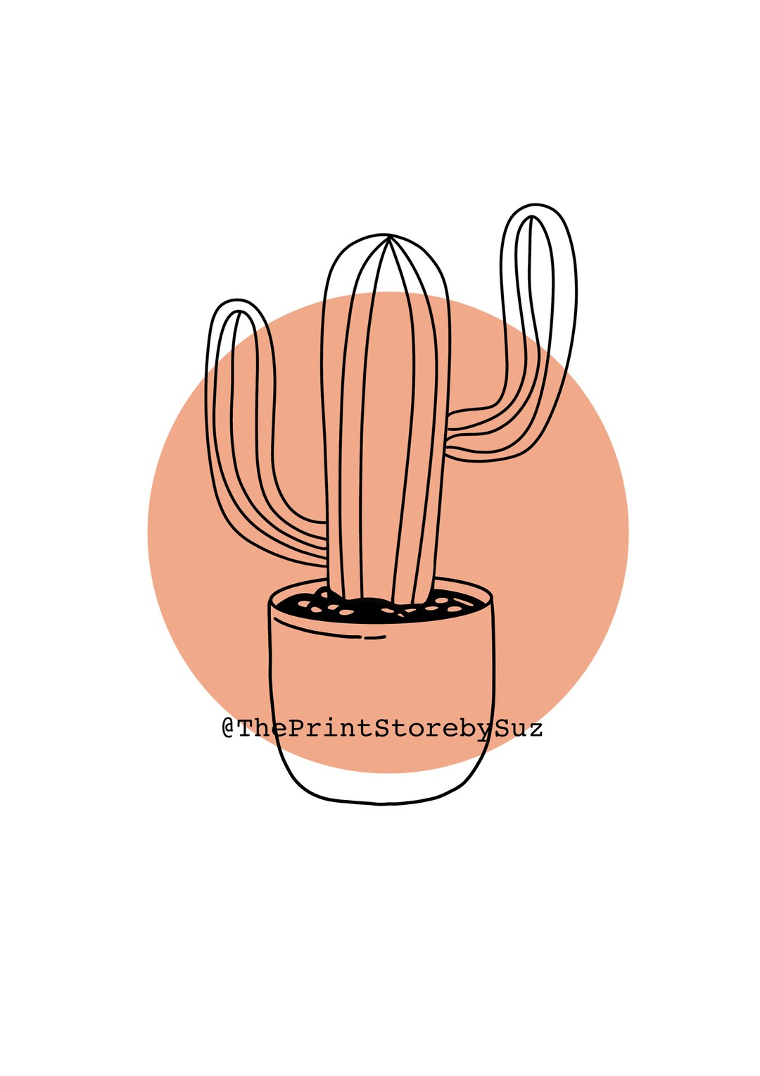 Potted Cactus Digital Art Prints, Modern Home Decor, Boho, Bohemian ...