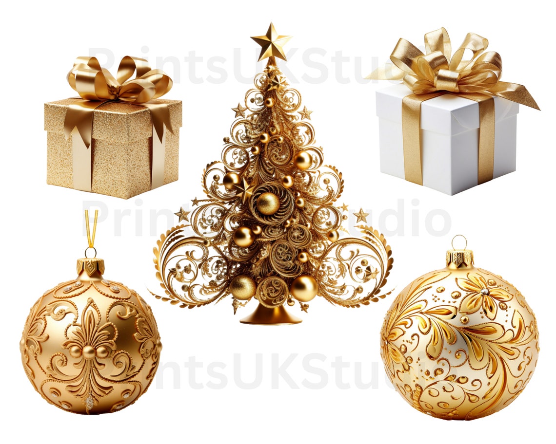 Gold Christmas Clip Art, 30 High Quality Transparent Background PNG ...