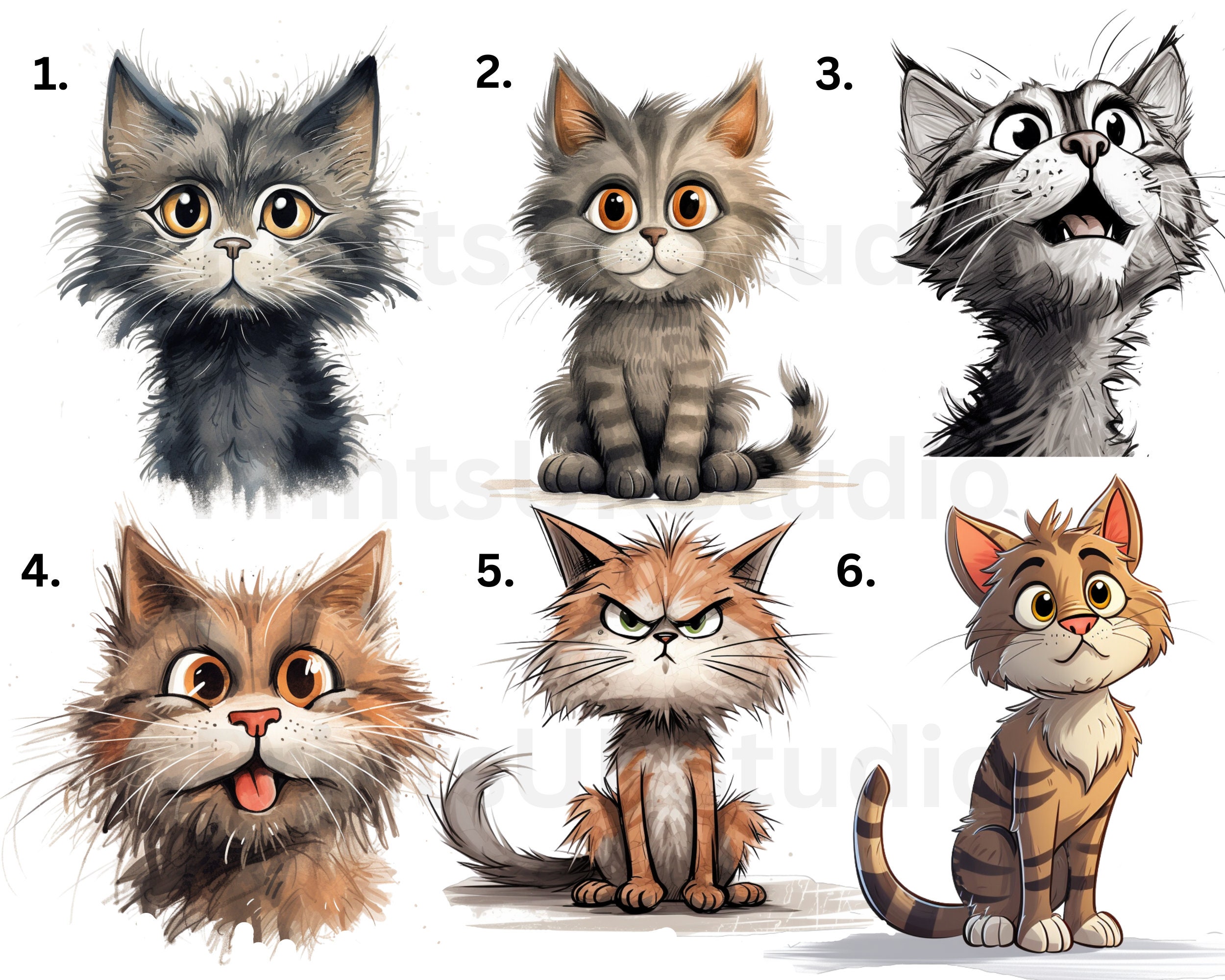 Tabby Cat Clip Art, 12 High Quality Transparent Background PNG, Digital ...