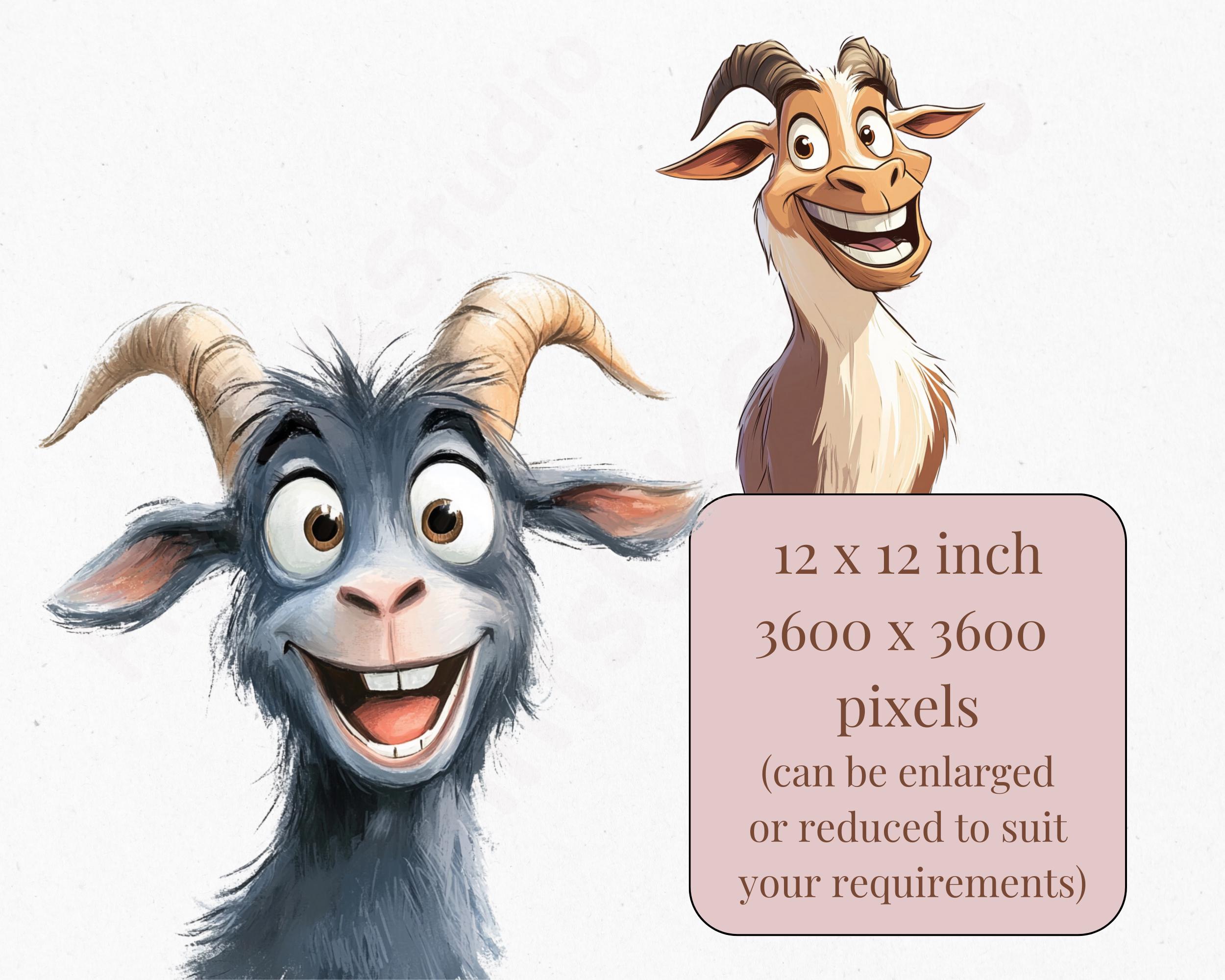 Clipart Quirky Goat, 14 PNG Images of Cartoon Goats, Farmyard Animals ...