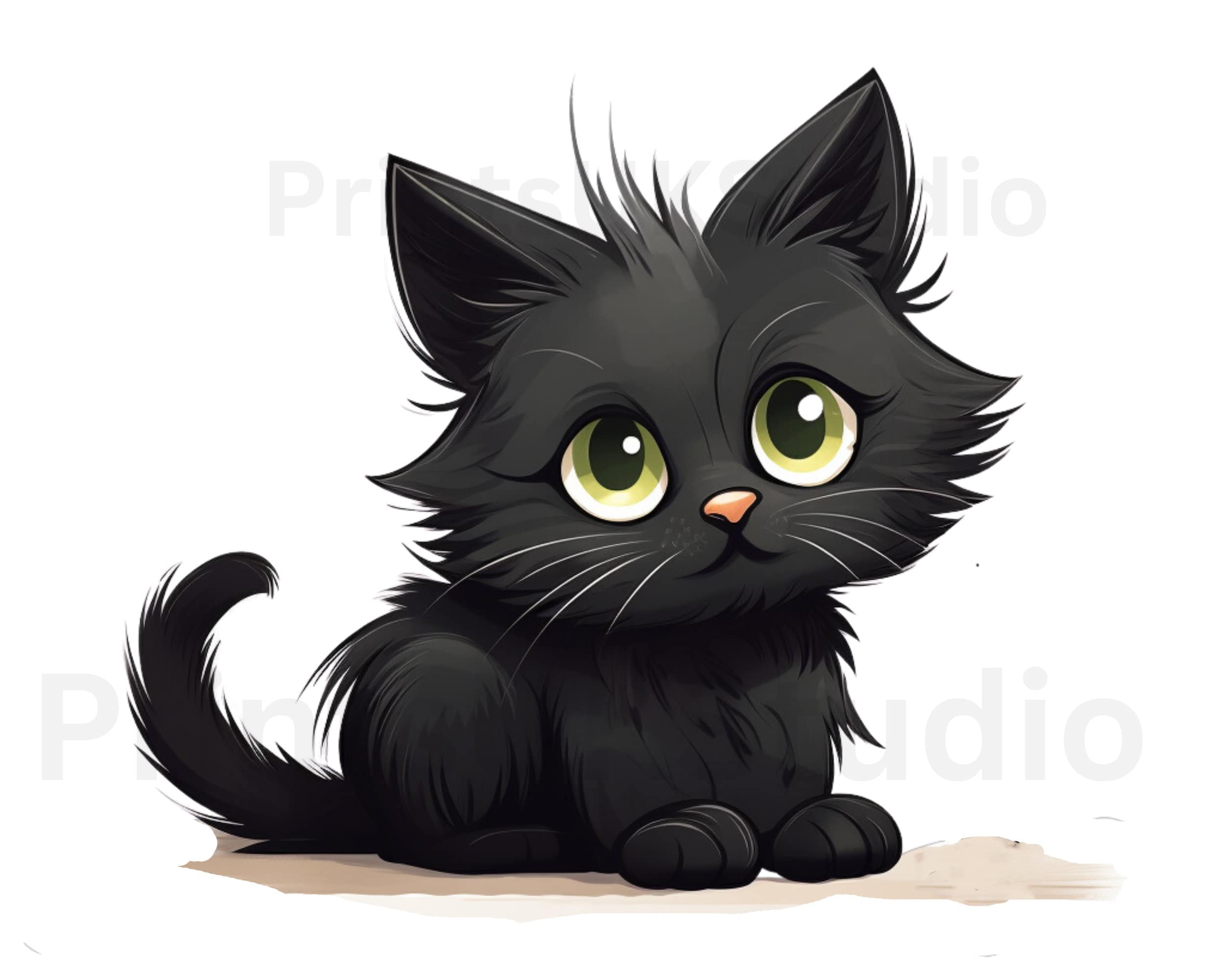Black Cat Clip Art, 12 High Quality Transparent Background PNG, Digital ...