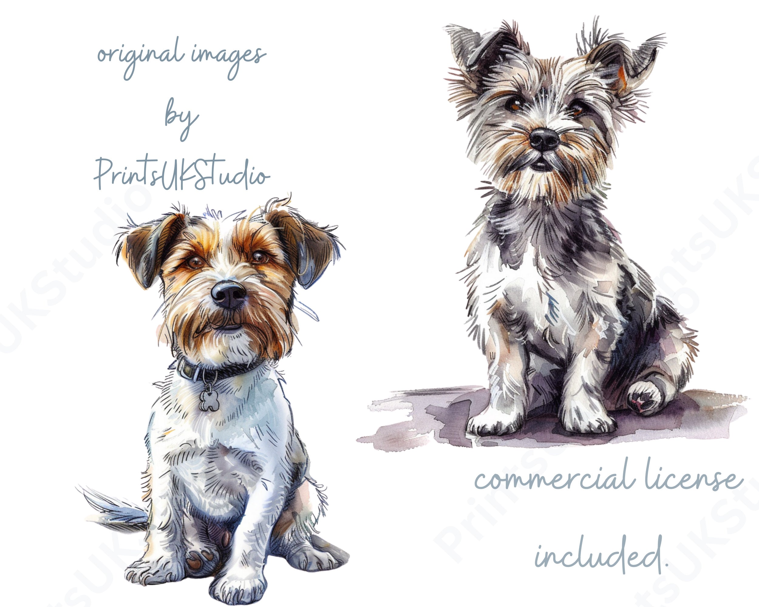 Clipart Terrier Dogs, 14 PNG Watercolour Images of Terrier Doggies ...