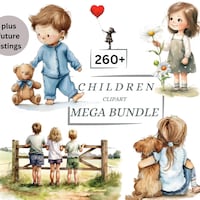 Cute Cartoon Watercolor Kids PNG Clipart, Boy and Girl Standing ...